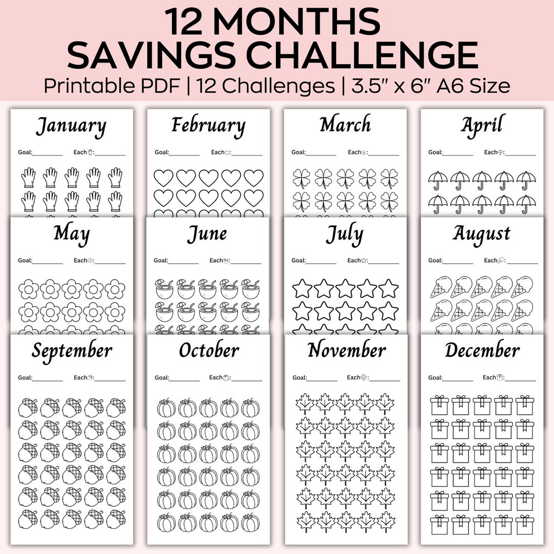 Monthly Savings Challenge, A6 Savings Tracker Printable, Customized ...