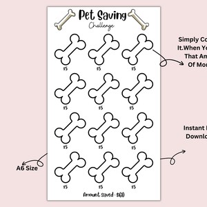 A6 Pets Saving Challenge, Cash Envelopes, Mini Pet Fund Savings ...