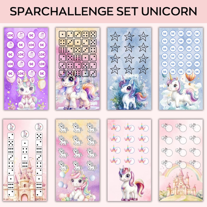 A6 Savings Challenges, Unicorn Budget Savings Challenge, 100 Envelopes ...
