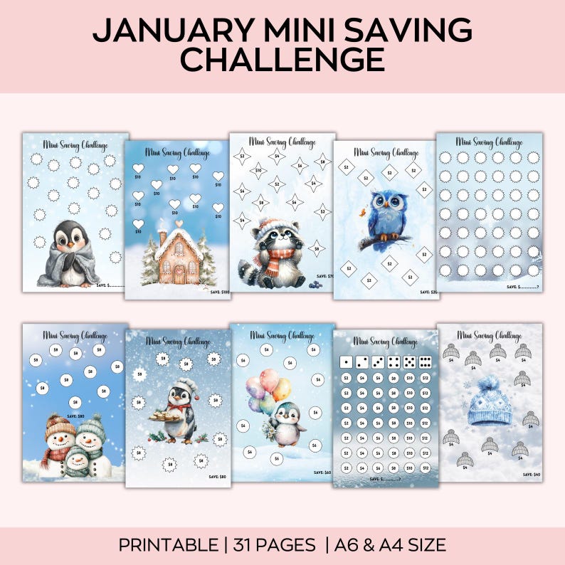 January Mini Saving Challenge, Money Saving Challenge, Envelope ...