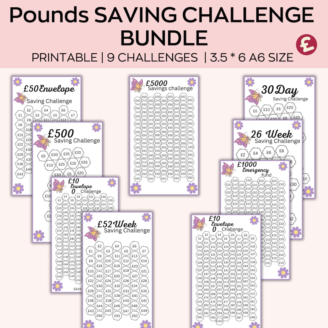Pounds Savings Challenge Printable, Daisy Flower Saving Tacker,a6 Mini ...