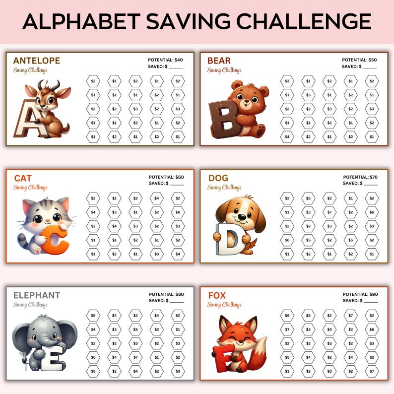 Alphabet Letter Savings Challenge Printable, Low-income Saving ...
