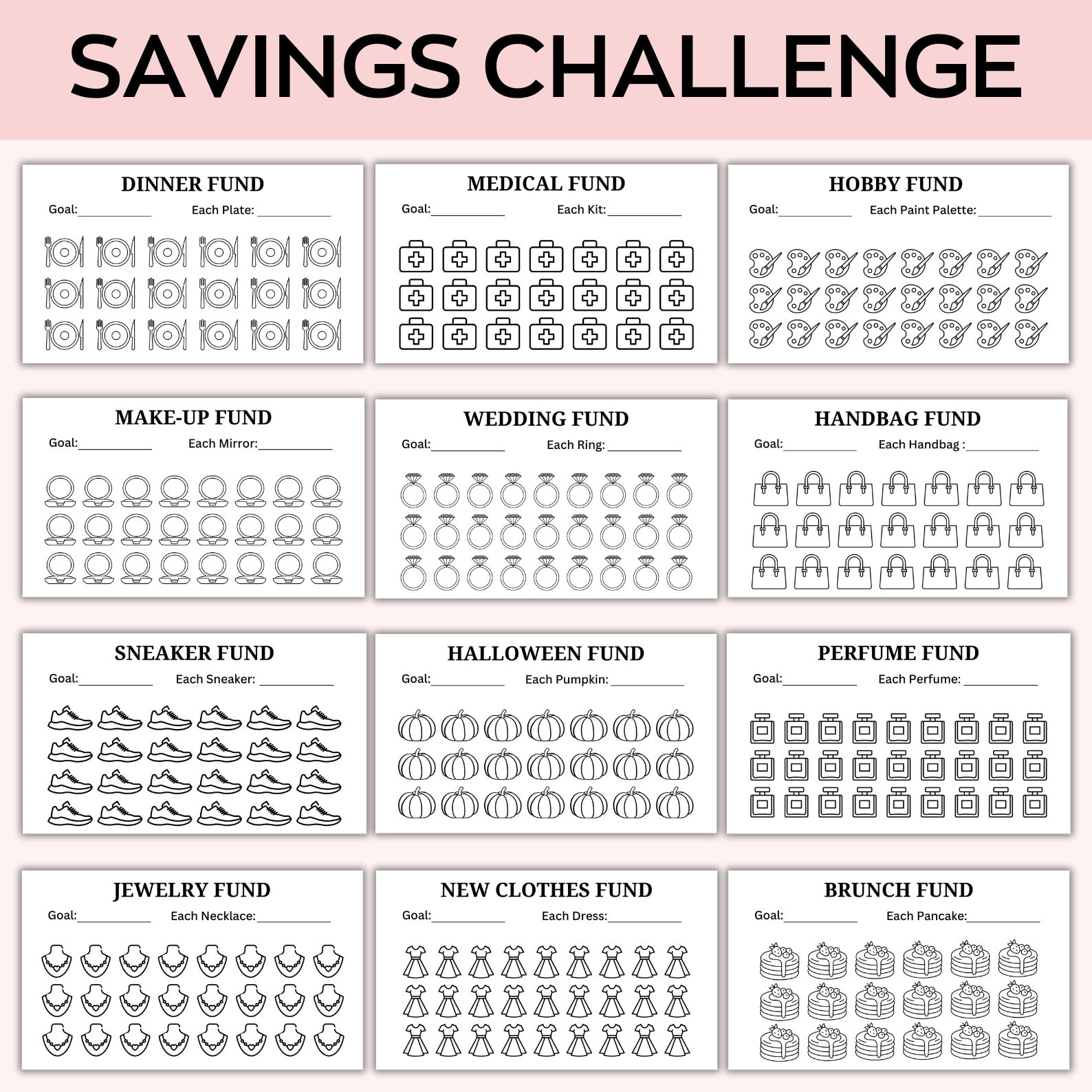 A6 Saving Challenges Mega Bundle, Customize Funds Savings Tracker ...