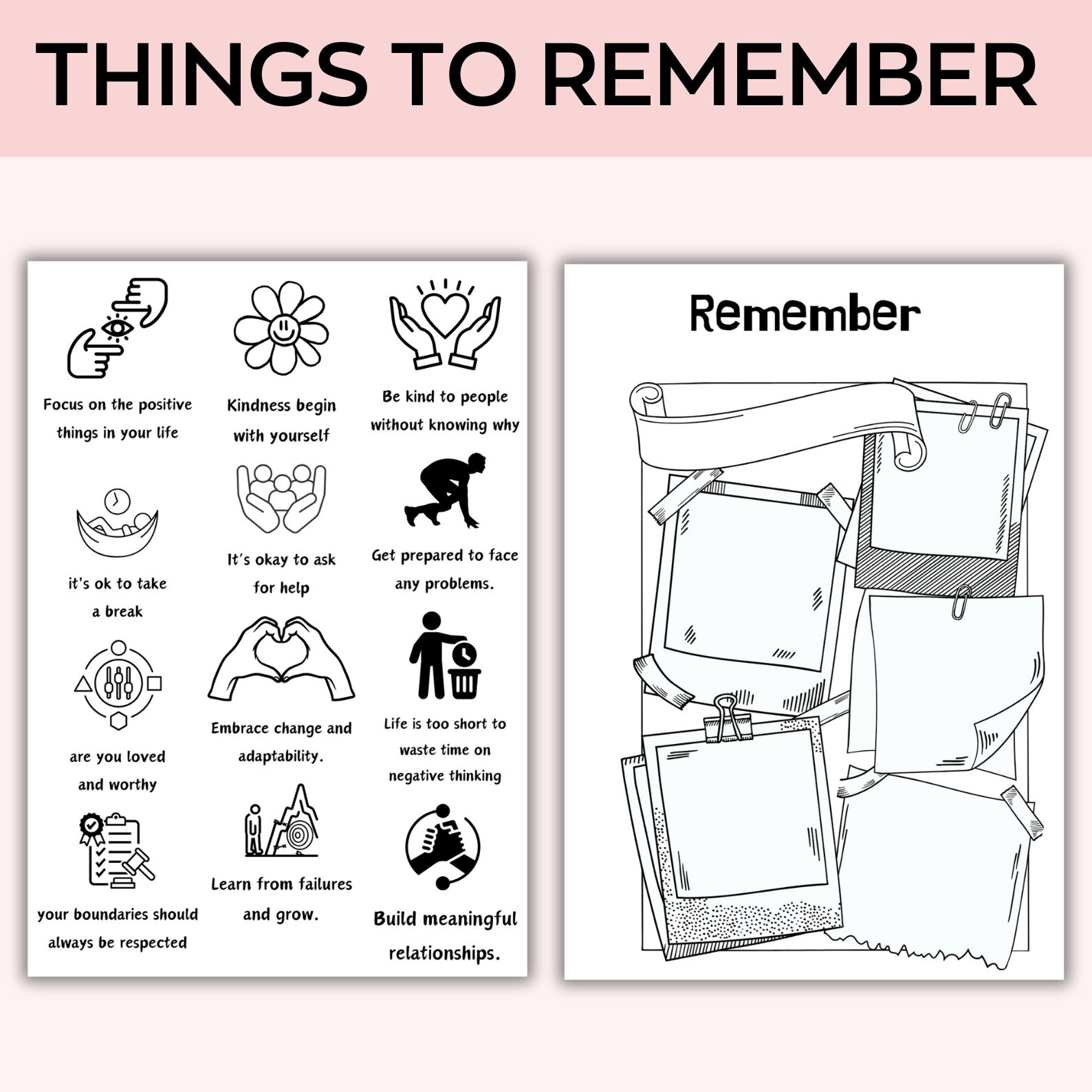 Things to Remember Bundle, A5 Printable Journal Page, Books to Read ...