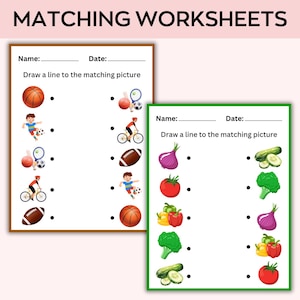 Printable Matching Worksheets, Match the Picture, Kindergarten ...