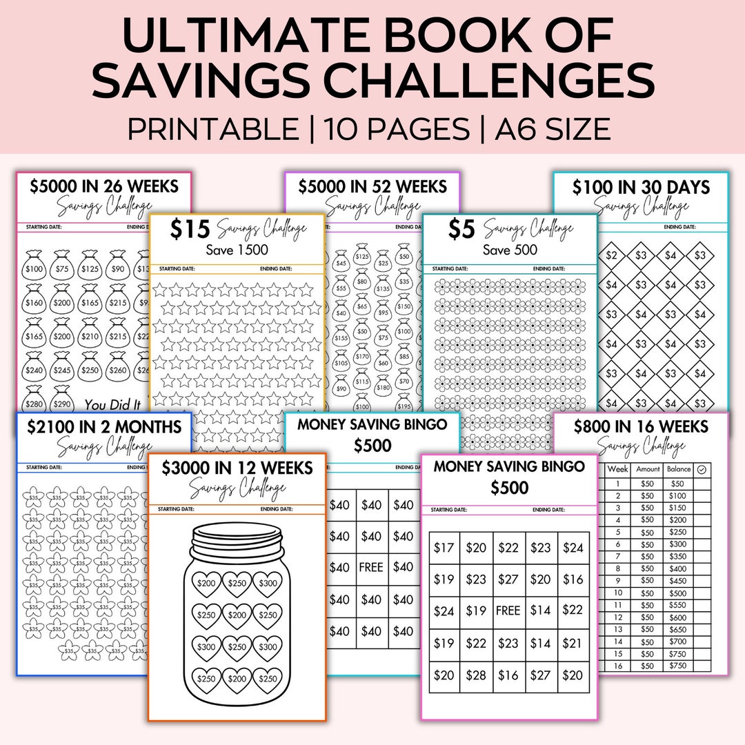 Ultimate Savings Challenges Bundle, Savings Tracker Printable, A6 Mini ...