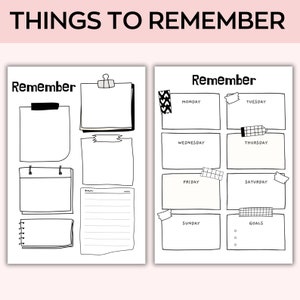 Things to Remember Bundle, A5 Printable Journal Page, Books to Read ...