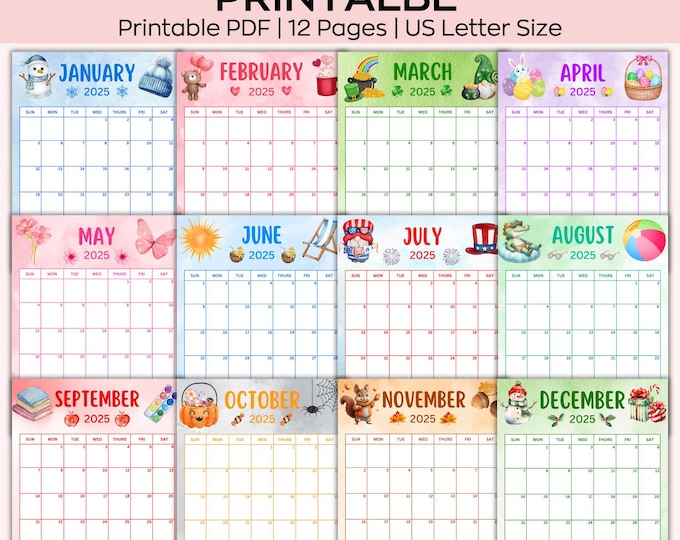 Printable Calendars, Printable Kids Calendars, 2025 Calendars ...