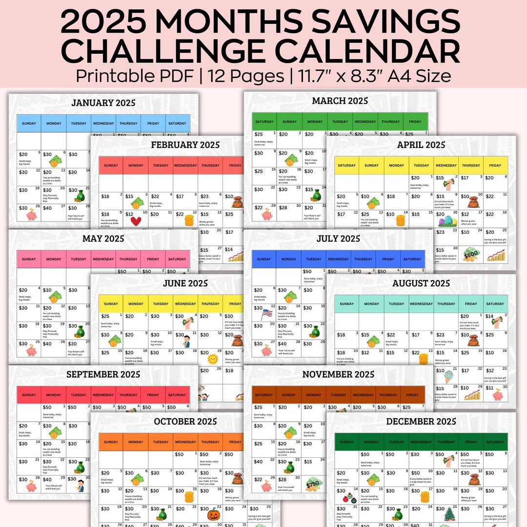 2025 January Calendar Printable, 2025 Savings Challenge, Low Budget ...