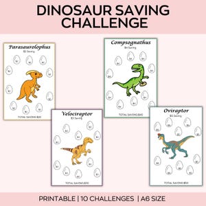 Money Savings Challenges, Mini Dinosaur Savings Challenge, Kids Savings ...