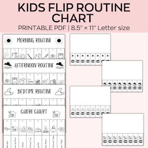 Kids Flip Routine Chart Editable Printable, Morning Flip Done, Evening ...
