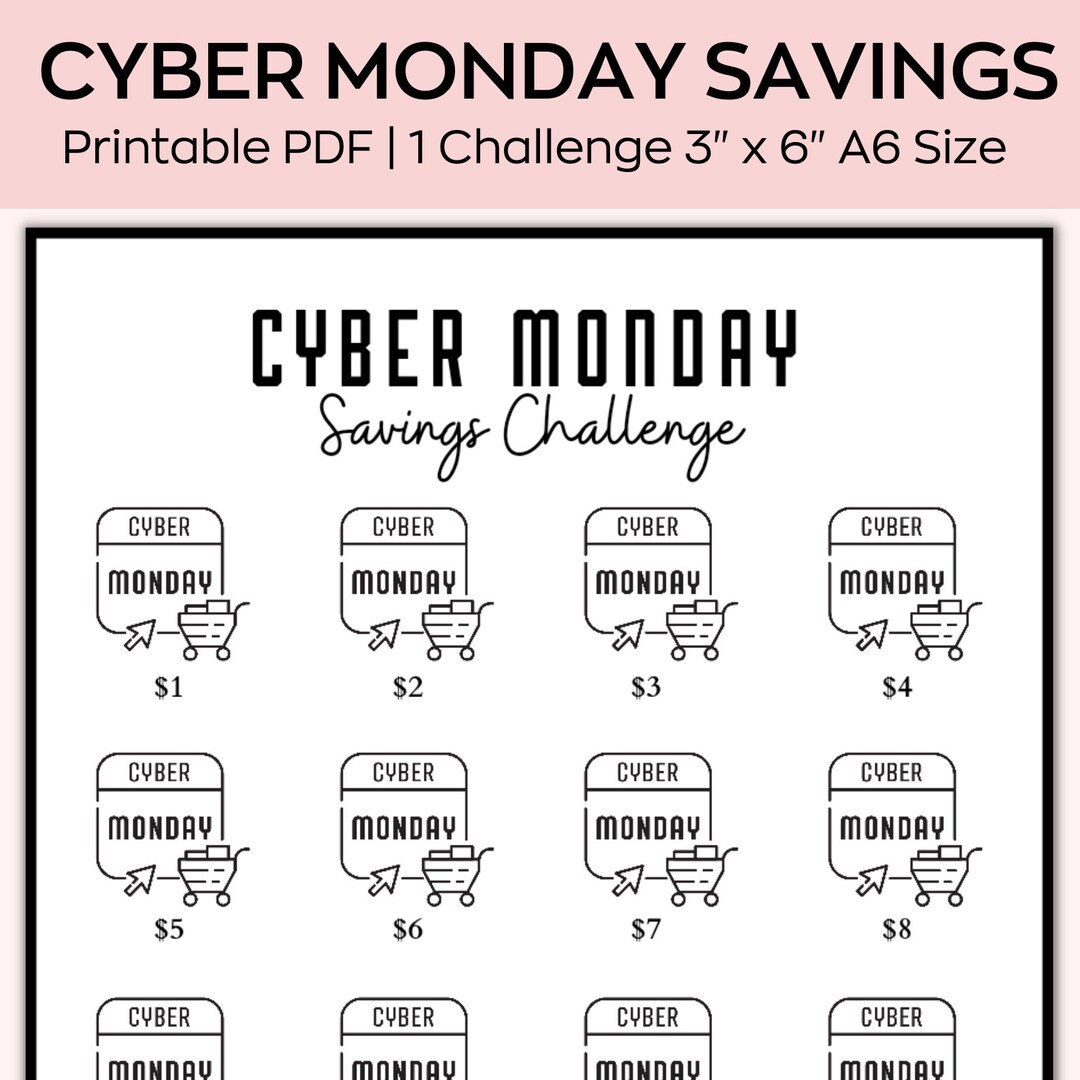 A6 Cyber Monday Savings Challenge, Mini Savings Challenge, Save Dollars ...