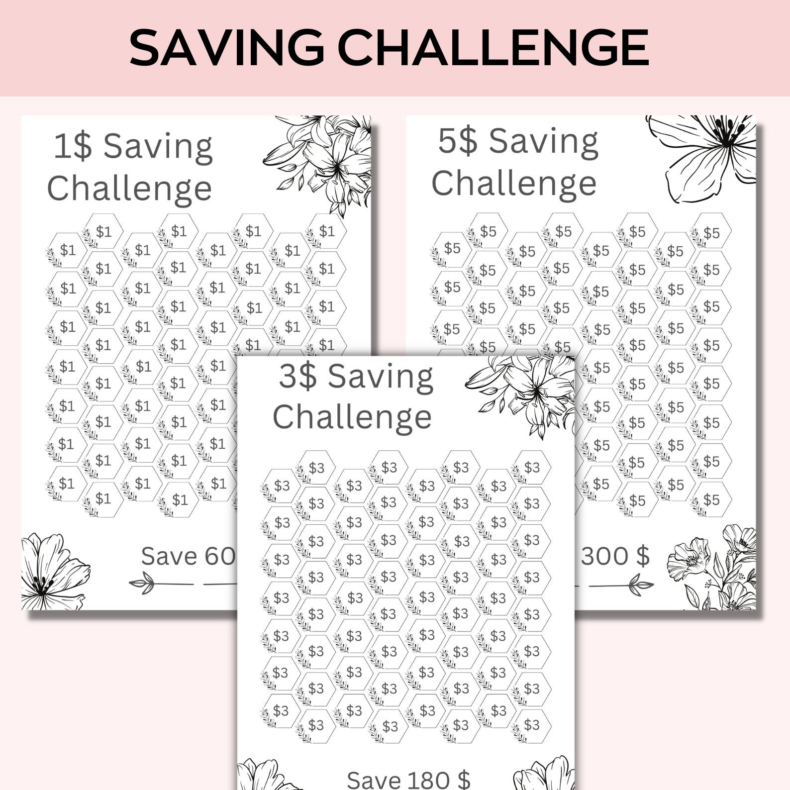 A6 Savings Challenge Printable, Savings Challenge Bundle, 1000 Savings ...