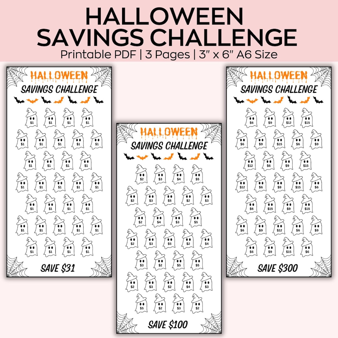 A6 Halloween Savings Challenge, Mini Halloween Saving Challenges, Money ...