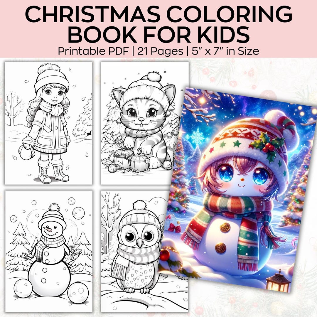 Christmas Coloring Pages, Coloring Book for Kids, Cute Christmas ...