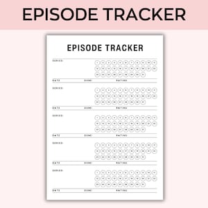 Series Tracker, A5 Journal Page Printable, Episode Tracker, Monthly ...