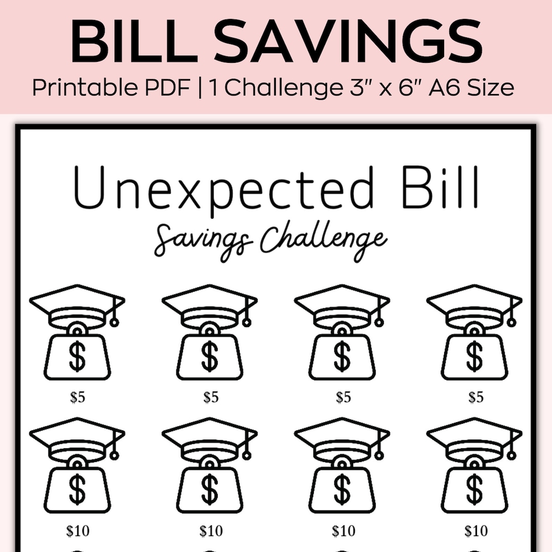 Unexpected Bill Savings Challenge , Mini Savings Challenge, Save ...