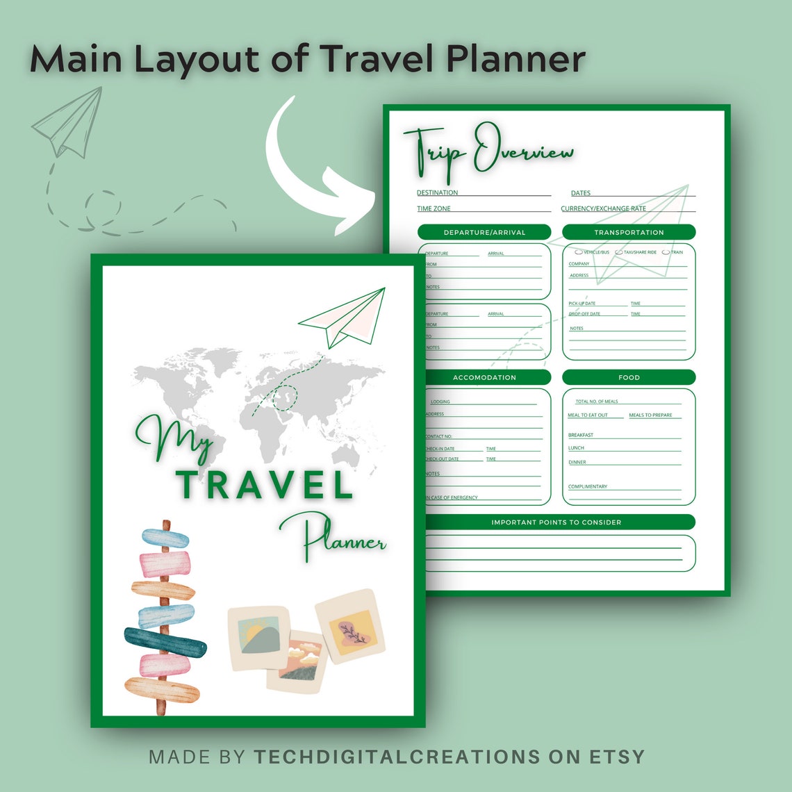Printable Travel Itinerary Travel Plan Printable Printable - Etsy