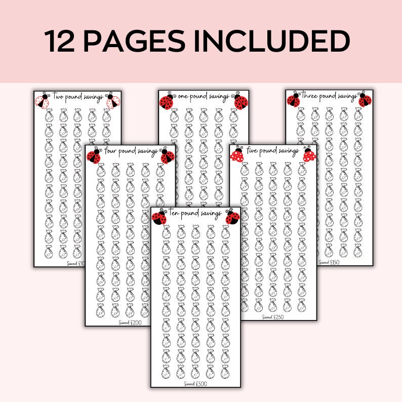 A6 Mini Savings Challenge Bundle Printable,lady Bug Saving Challenge ...