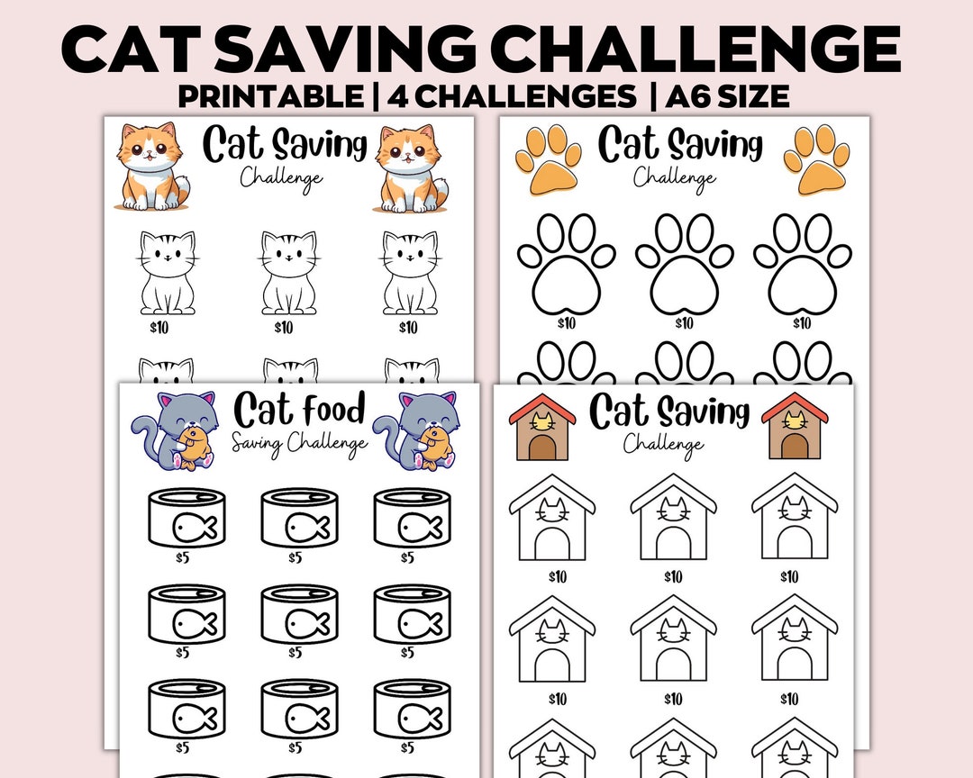 A6 Savings Challenge Printable, Mini Kitty Saving Challenge, Pow Saving ...