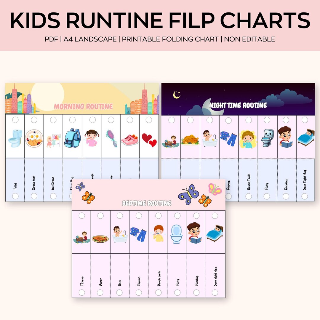 Morning Routine Chart Printable, Flip Chart, Morning Routine Flip Chart ...