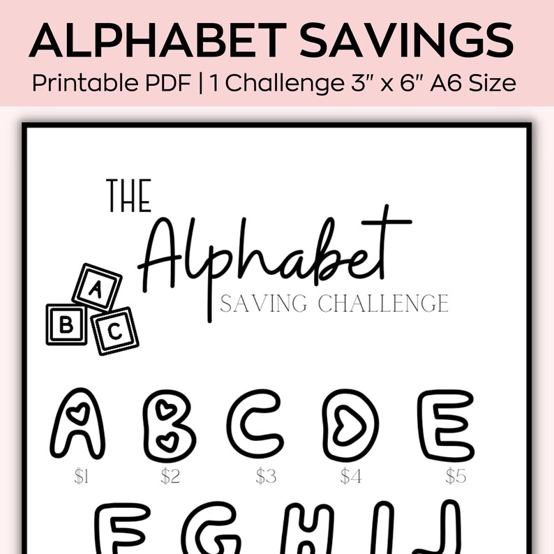 A6 Alphabet Savings Challenge, Mini Savings Challenge,save 351 Dollars ...