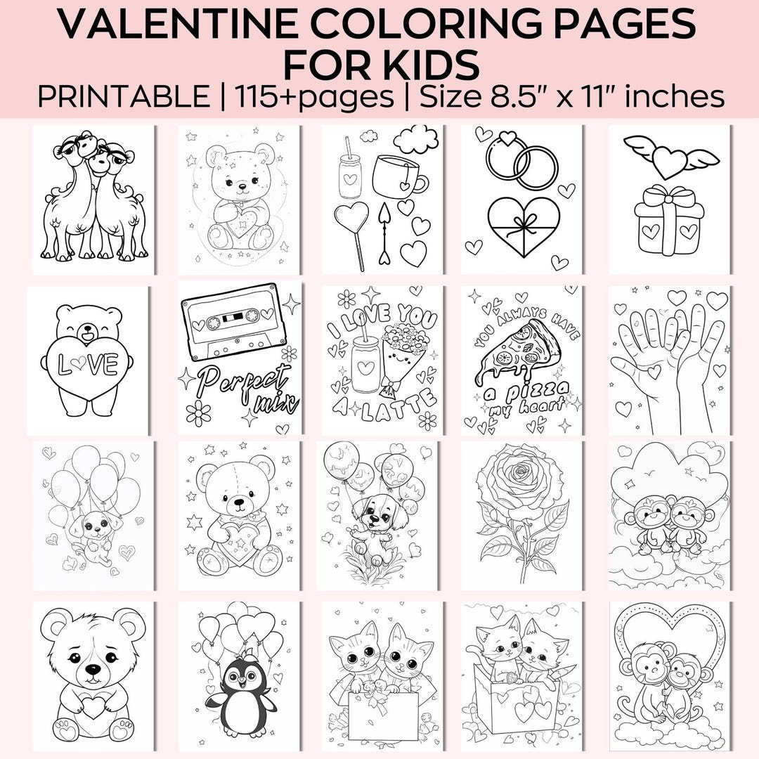 Valentine Coloring Cards, Kid Valentine Cards, Printable Coloring ...