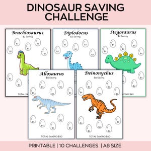 Money Savings Challenges, Mini Dinosaur Savings Challenge, Kids Savings ...