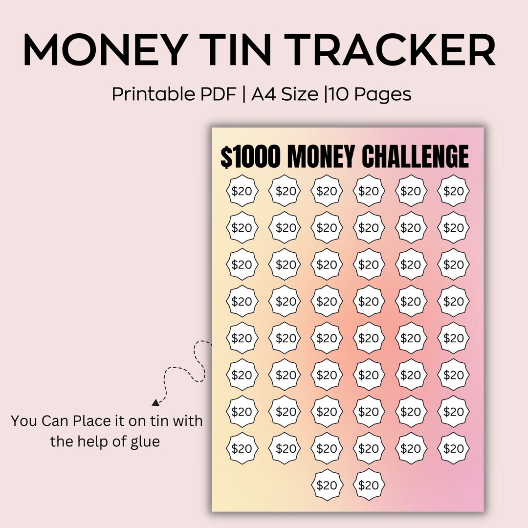 300,500,1000,10000!!! MONEY TIN TRACKER Sticker- Money Envelope ...