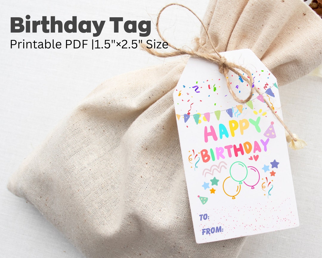 Printable Happy Birthday Tag, Watercolor Birthday Gift Ideas for ...