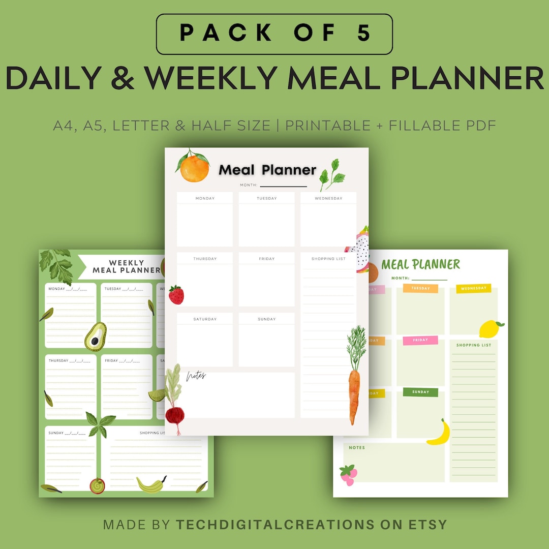 Minimalist Meal Planner, Meal Planner Printable, Meal Planner Digital ...