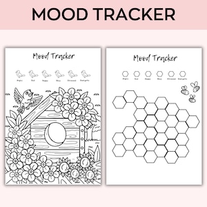 Monthly Mood Trackers Bundle, A5 Printable Journal Pages, Feelings ...