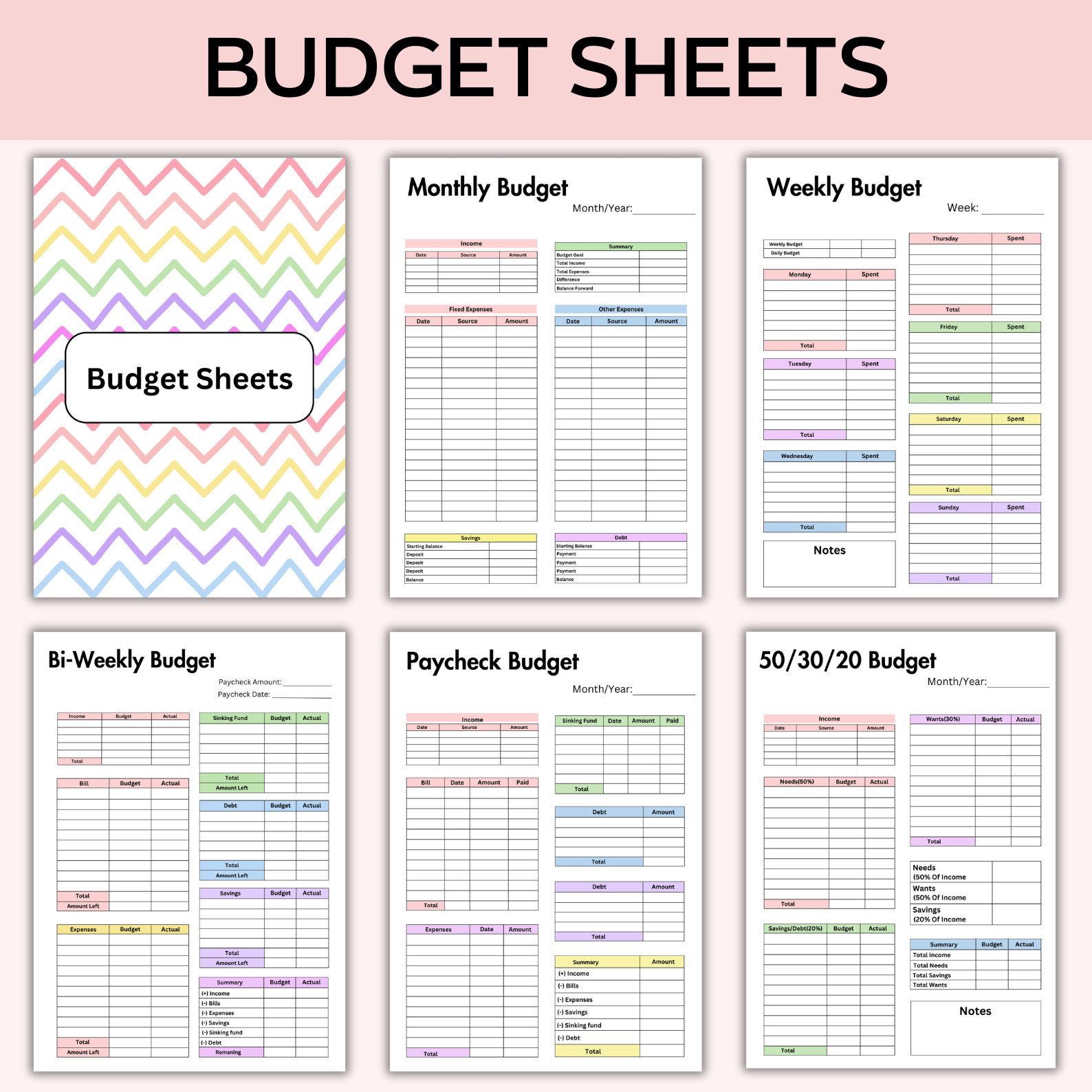 Rainbow Budget Finance Planner Bundle Printable,digital Finance Journal ...