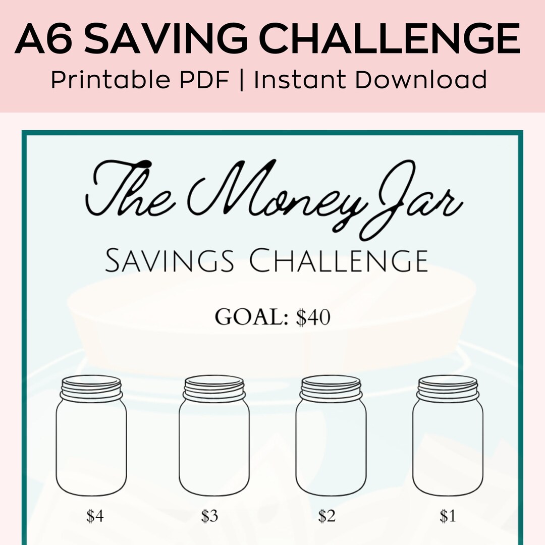 A6 the Money Jar Challenge Fund Savings Challenge, Mini Savings ...