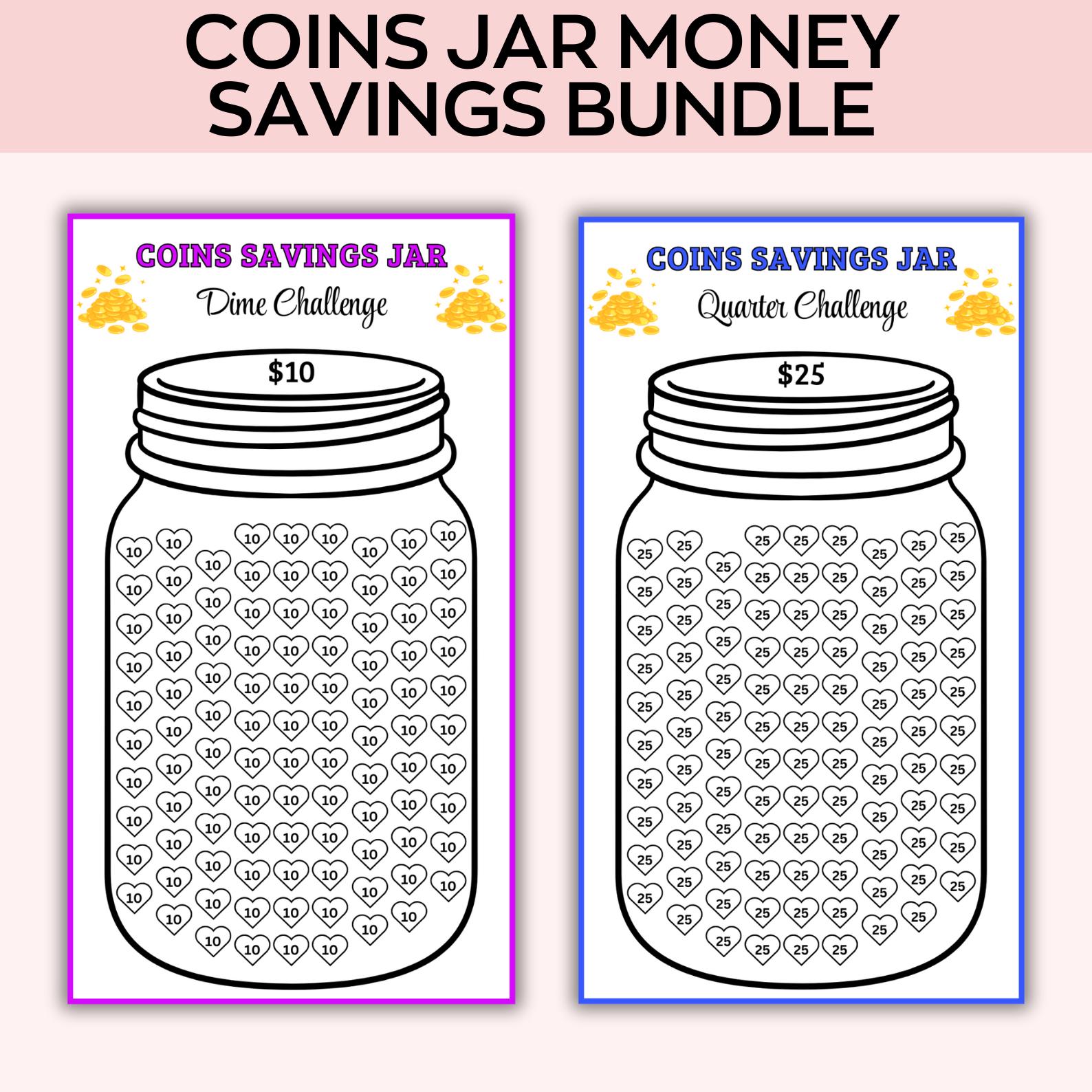 Coin Jars Money Savings Challenge, A6 Printable Coin Saving Tracker, A6 ...