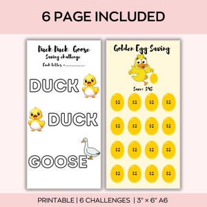Duck Duck Goose Saving Challenges, A6 Animal Savings Tracker Printable ...