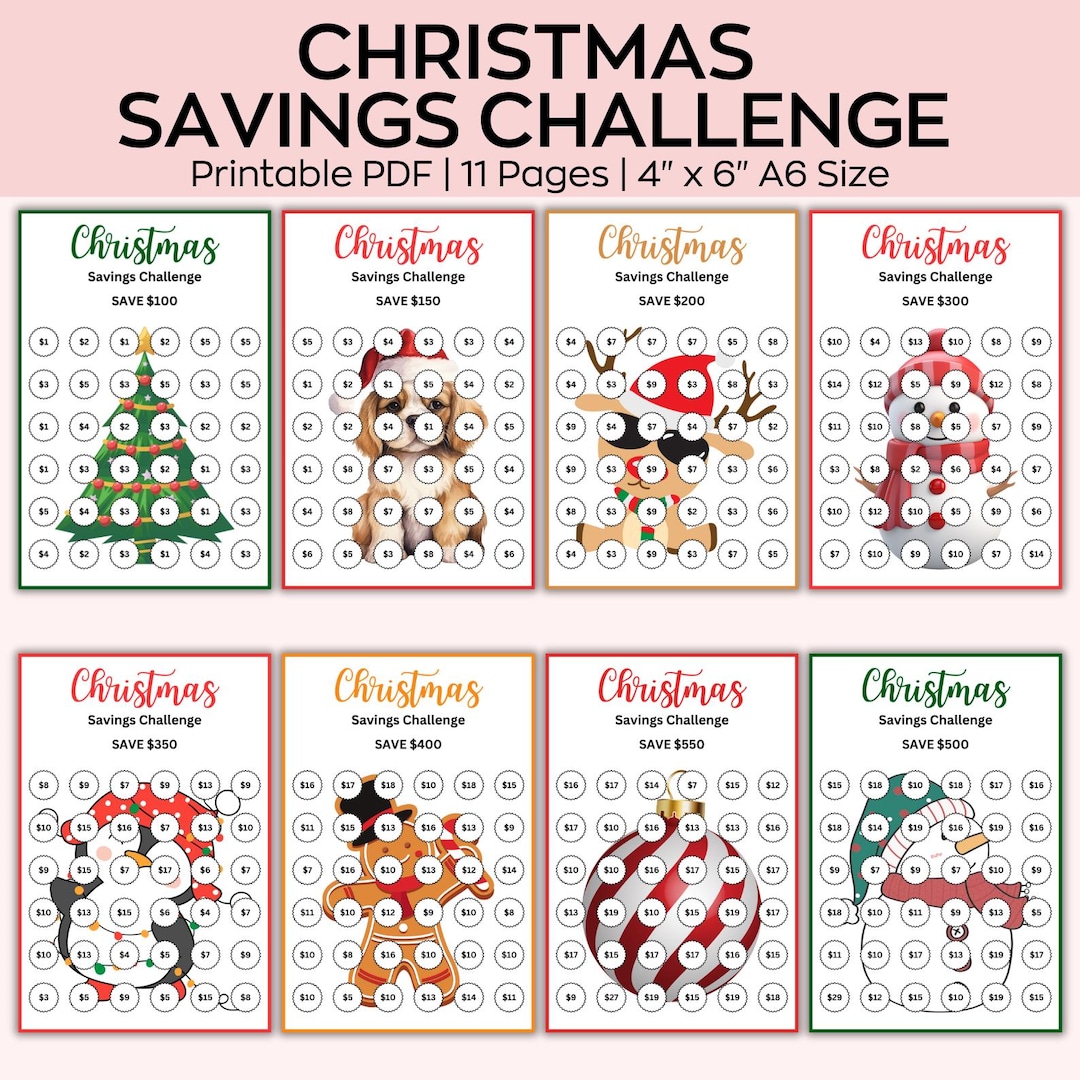 Christmas Savings Challenge Printable, Mini A6 Christmas Saving, Game ...