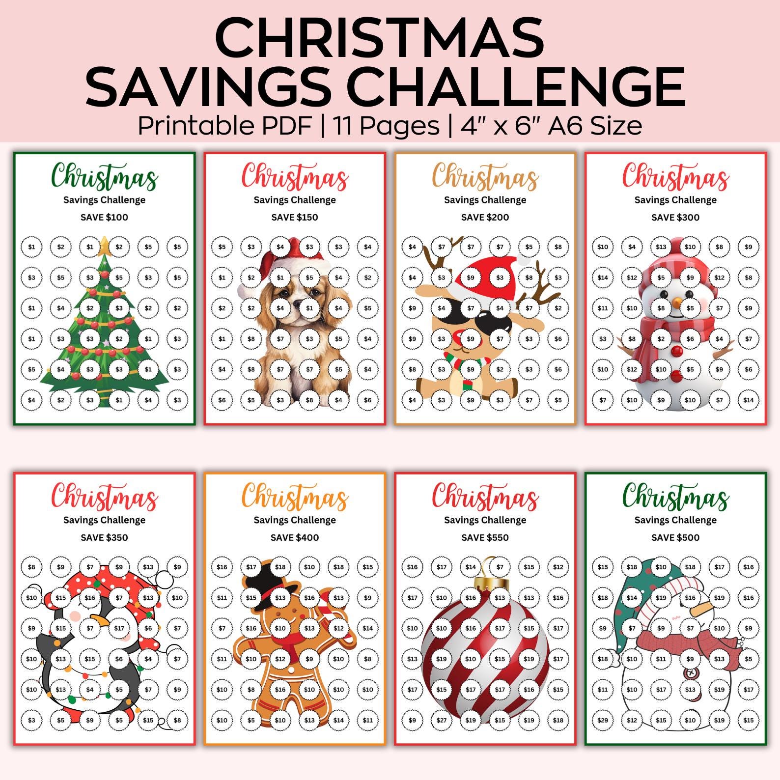 Christmas Savings Challenge Printable, Mini A6 Christmas Saving, Game ...