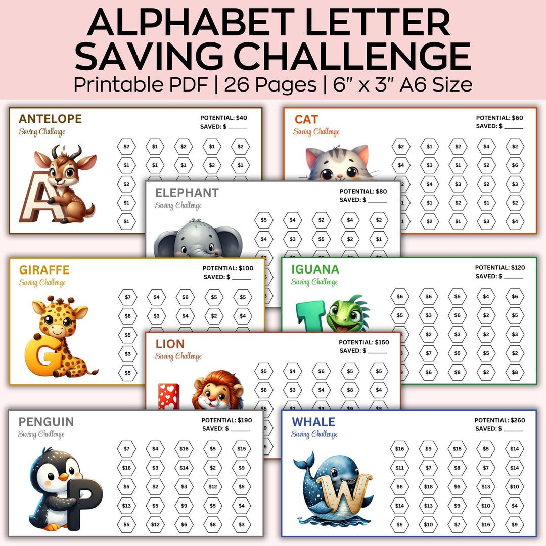 Alphabet Letter Savings Challenge Printable, Low-income Saving ...