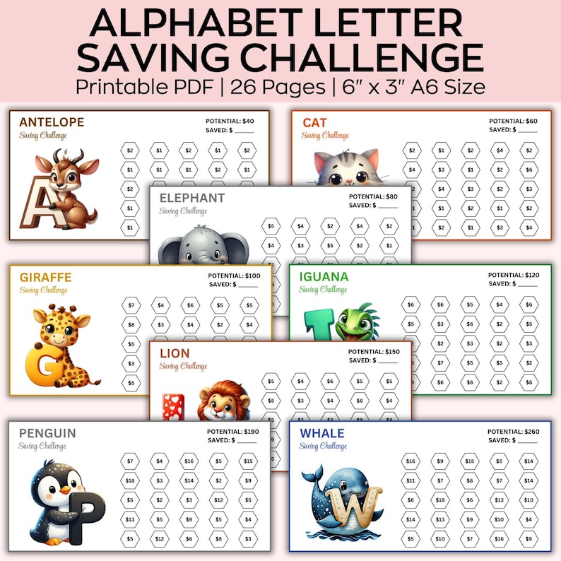 Alphabet Letter Savings Challenge Printable, Low-income Saving ...