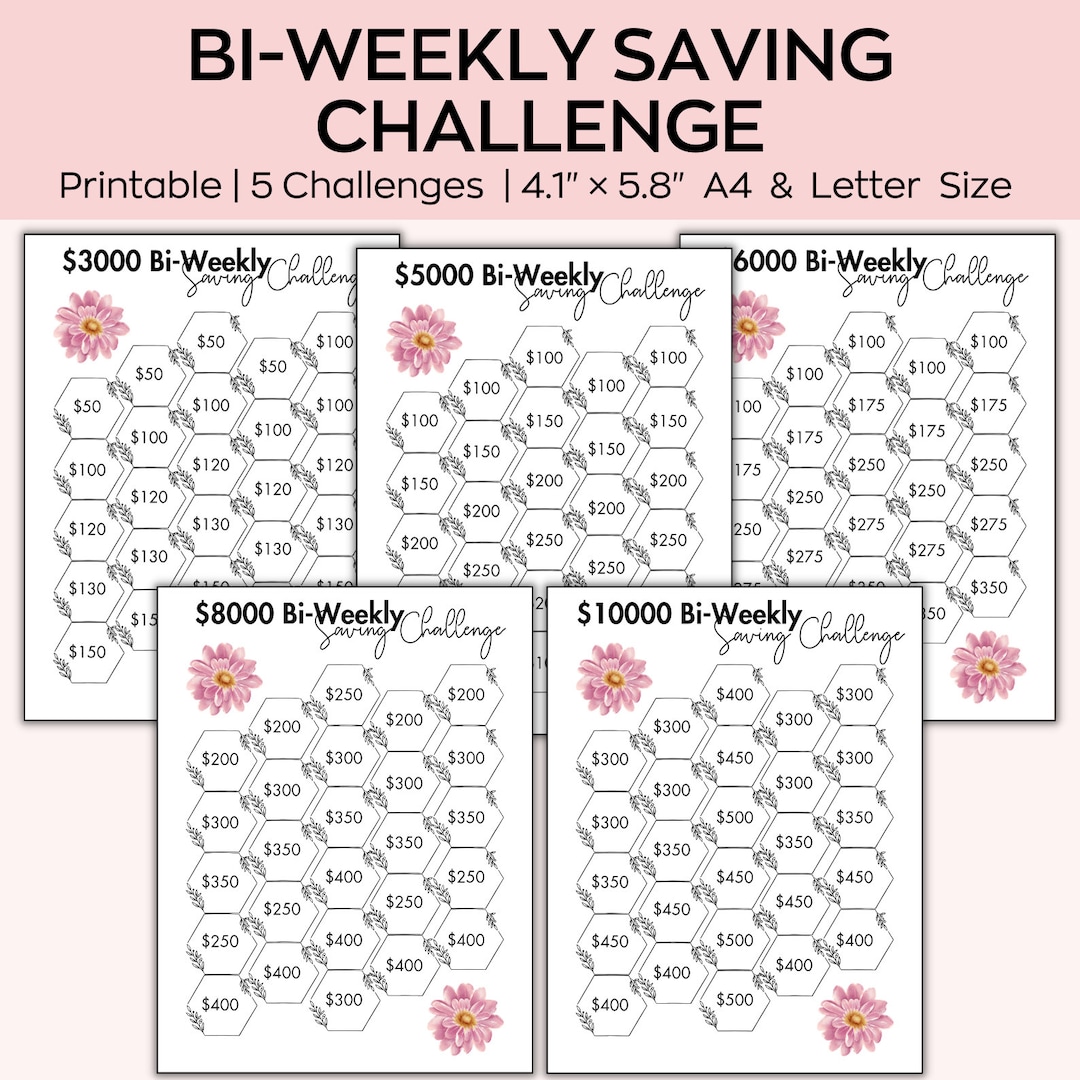 Bi-weekly Savings Challenge Bundle, 26 Week Savings Plan,save 1K 3K 5K ...
