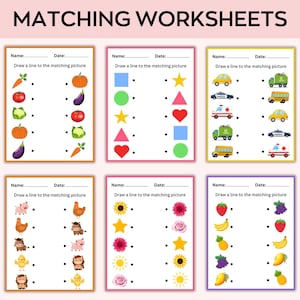 Printable Matching Worksheets, Match the Picture, Kindergarten ...