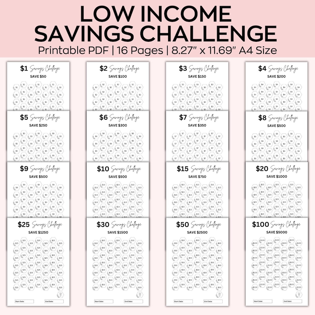Low-income Savings Challenge Printable, A6 Mini Savings Challenge ...