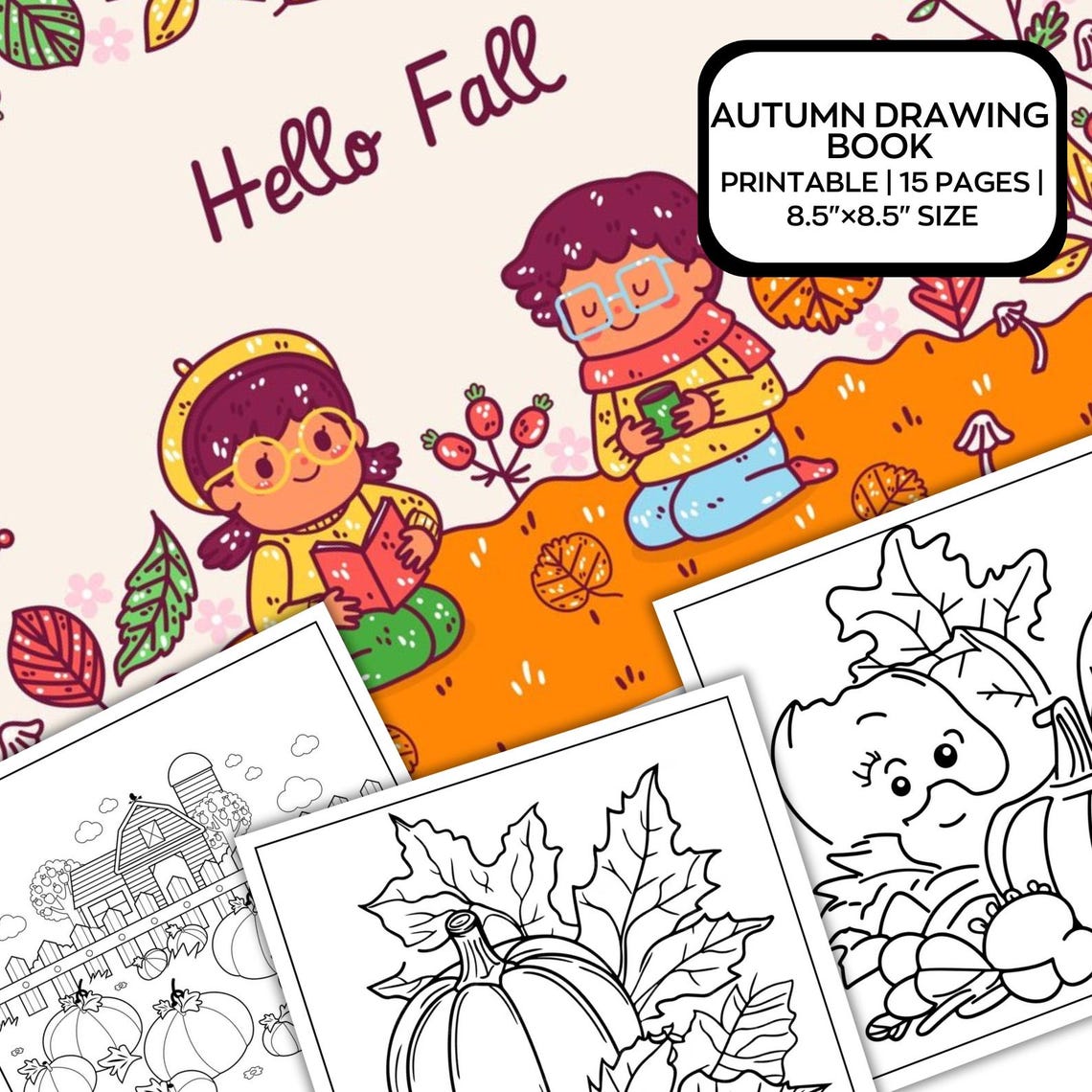 Autumn Coloring Pages for Kids, Pumpkin Coloring Pages, Preschoolers ...