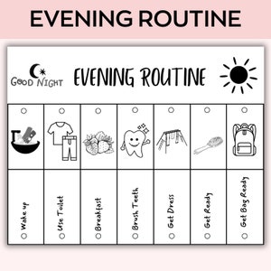 Kids Flip Routine Chart Editable Printable, Morning Flip Done, Evening ...