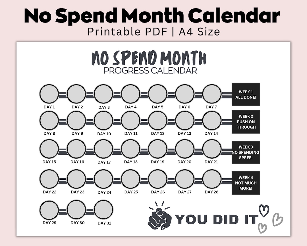 No Spend Month Tracker Printable Emergency Fund Savings - Etsy