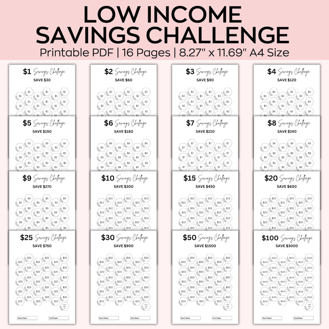 Low-income Savings Challenge Printable, A6 Mini Savings Challenge ...