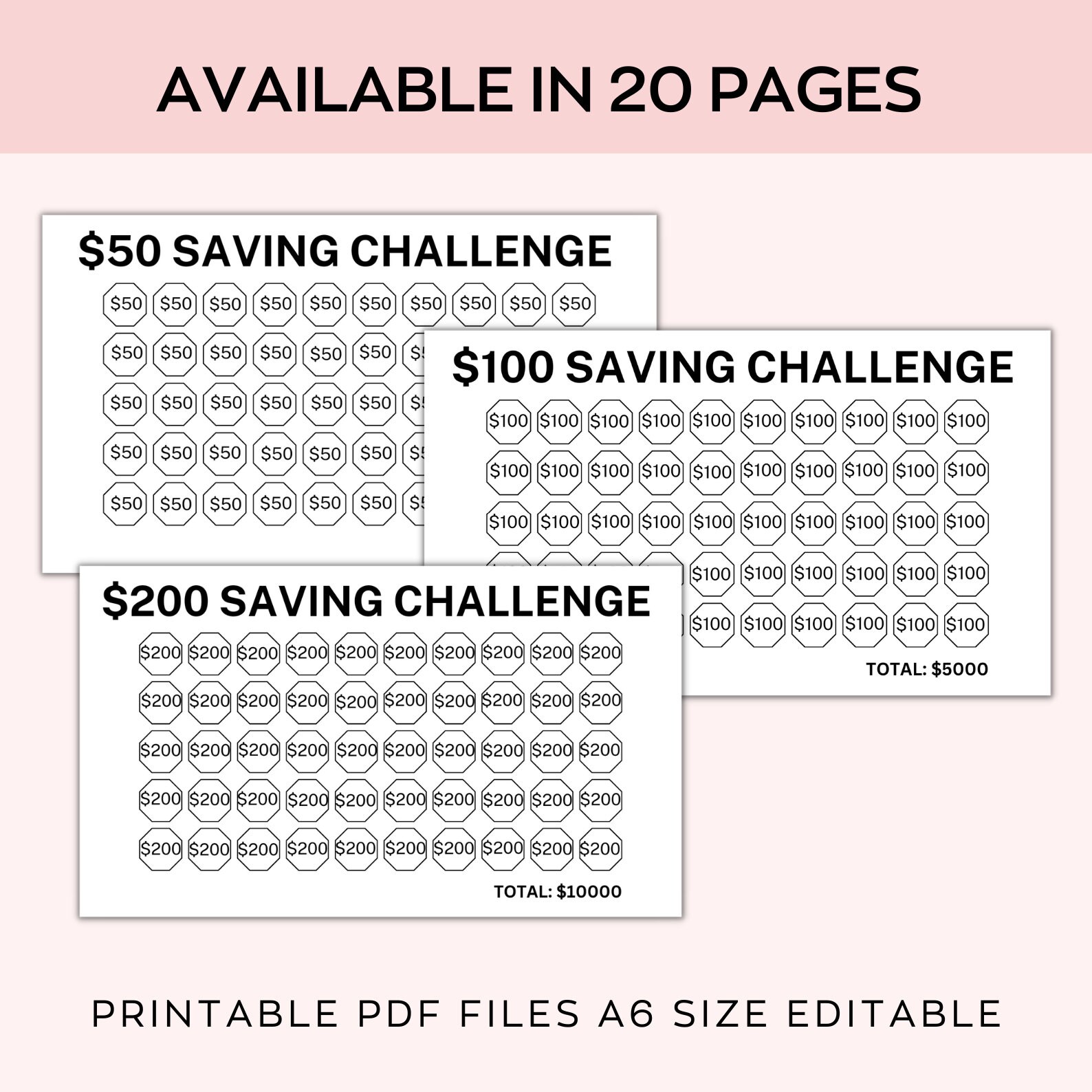 A6 Money Saving Challenge, Savings Tracker Printables, 100 Envelope ...