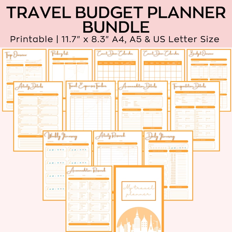 Printable Travel Itinerary, Printable Travel Planner, Travel Plan ...