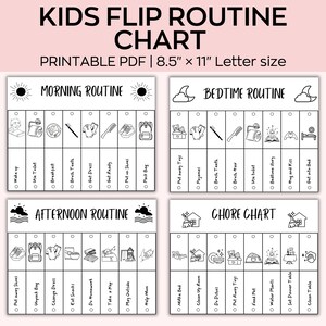 Kids Flip Routine Chart Editable Printable, Morning Flip Done, Evening ...